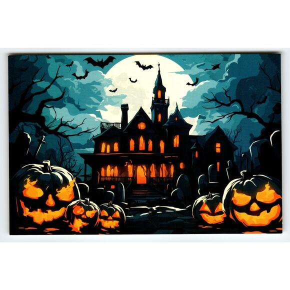 Halloween Postcard | Other | Vintage Halloween Haunted House Jack ...